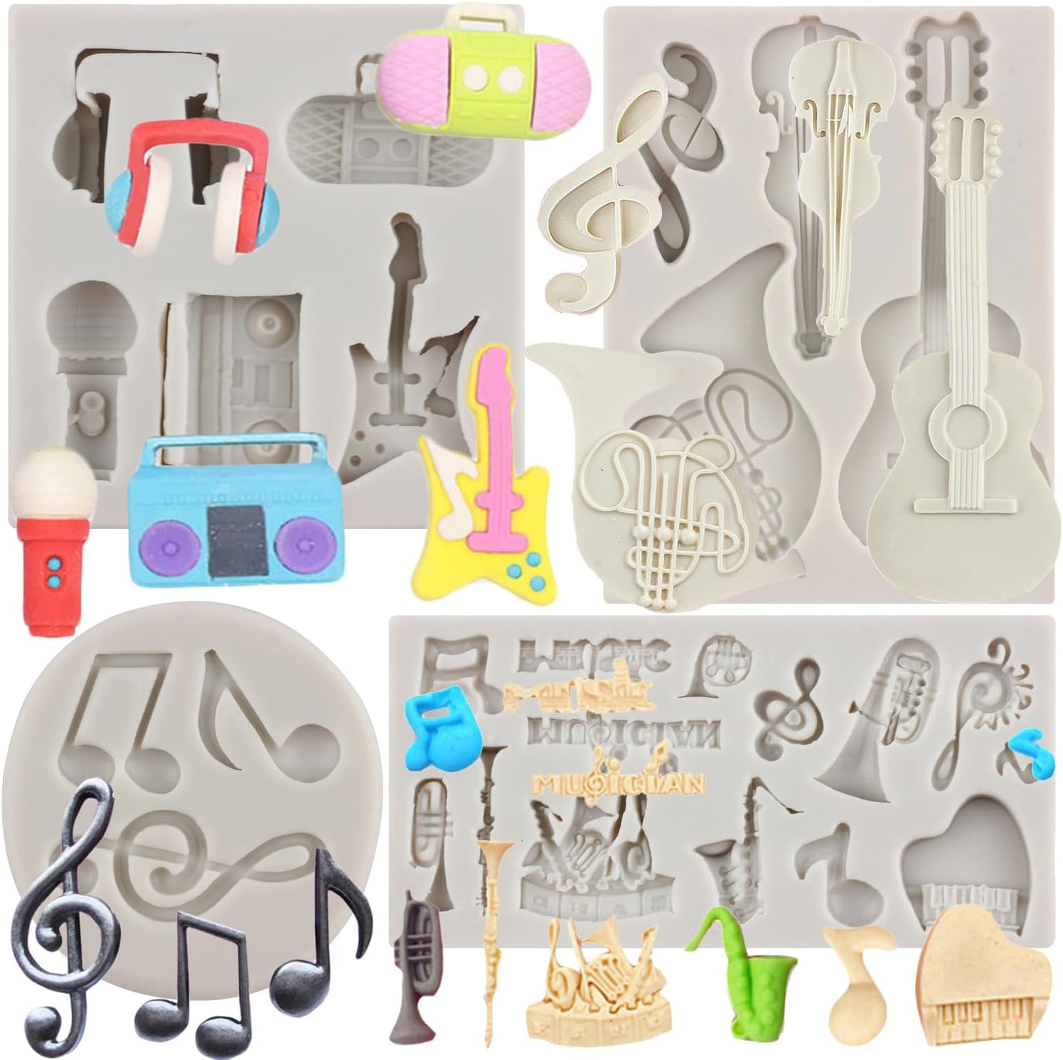 MYPRACS Music Note Fondant Mould Musical Instruments Silicone Mould ...
