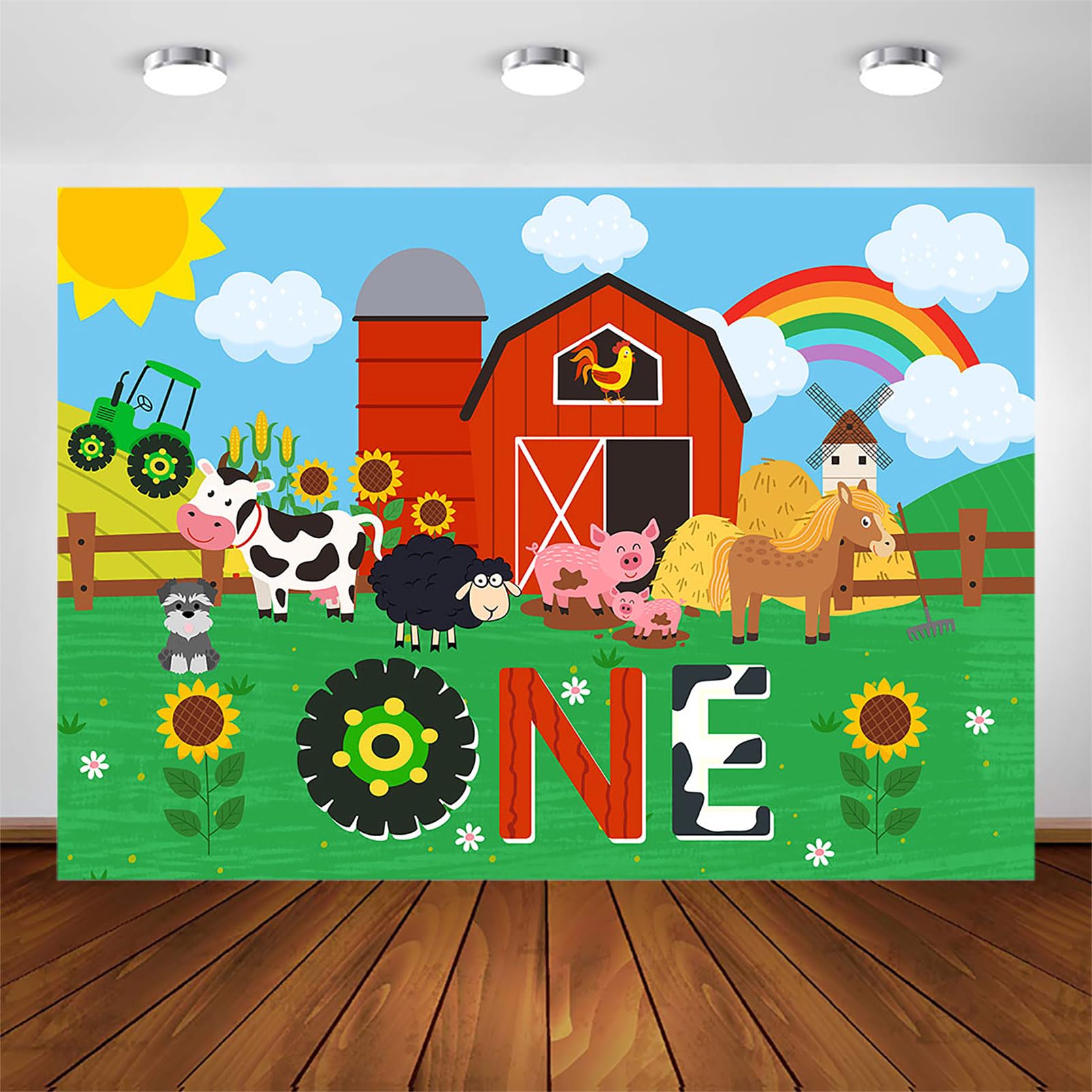 Amazon.com : Avezano Farm Backdrop for Birthday Party Farm Barn 1st ...