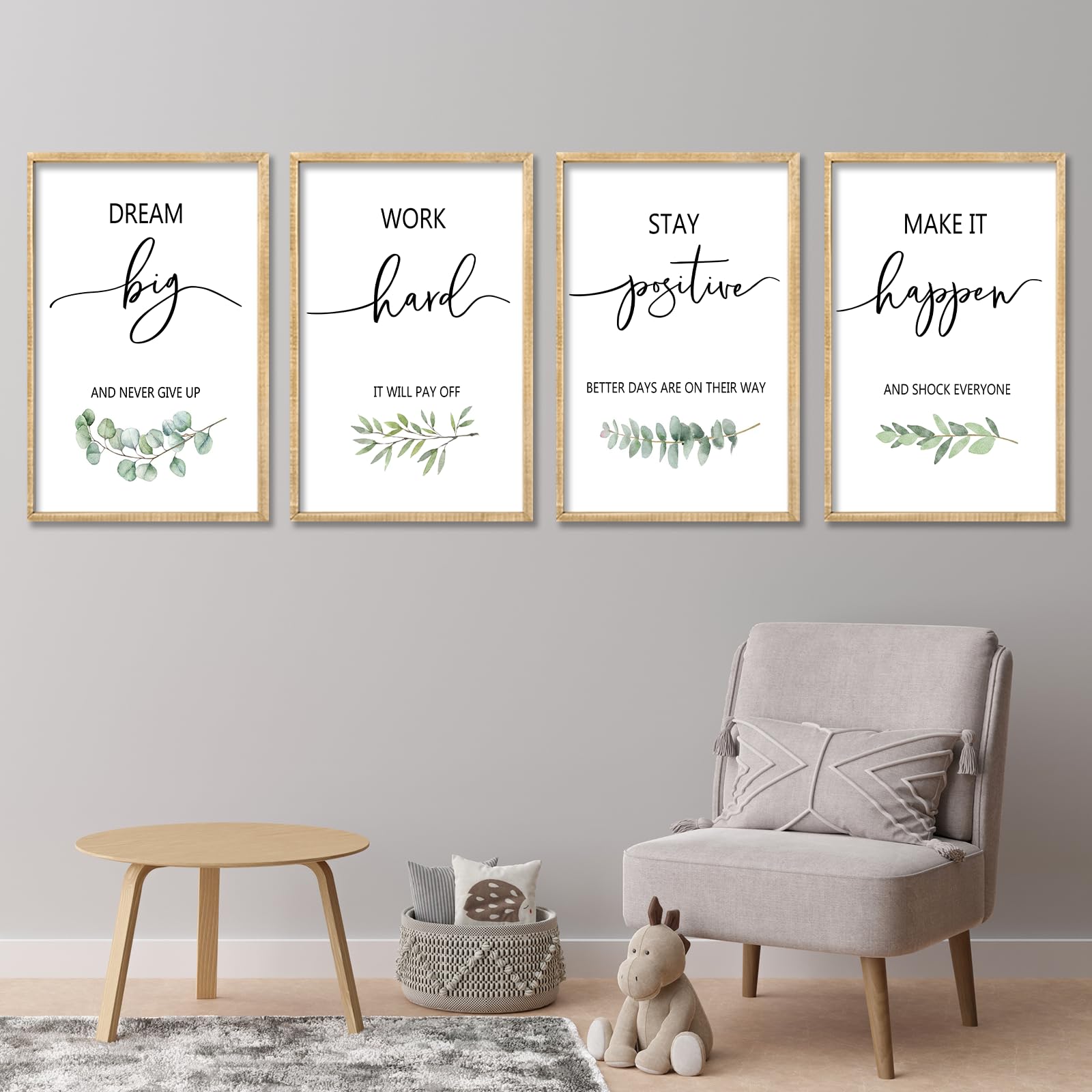 Amazon.com: Set of 4 Inspirational Quotes Wall Art 16x11 Inch ...