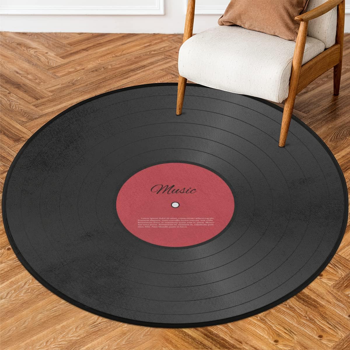 Amazon.com: Music Record Round Rug 5.2Ft Black Round Area Rug for ...