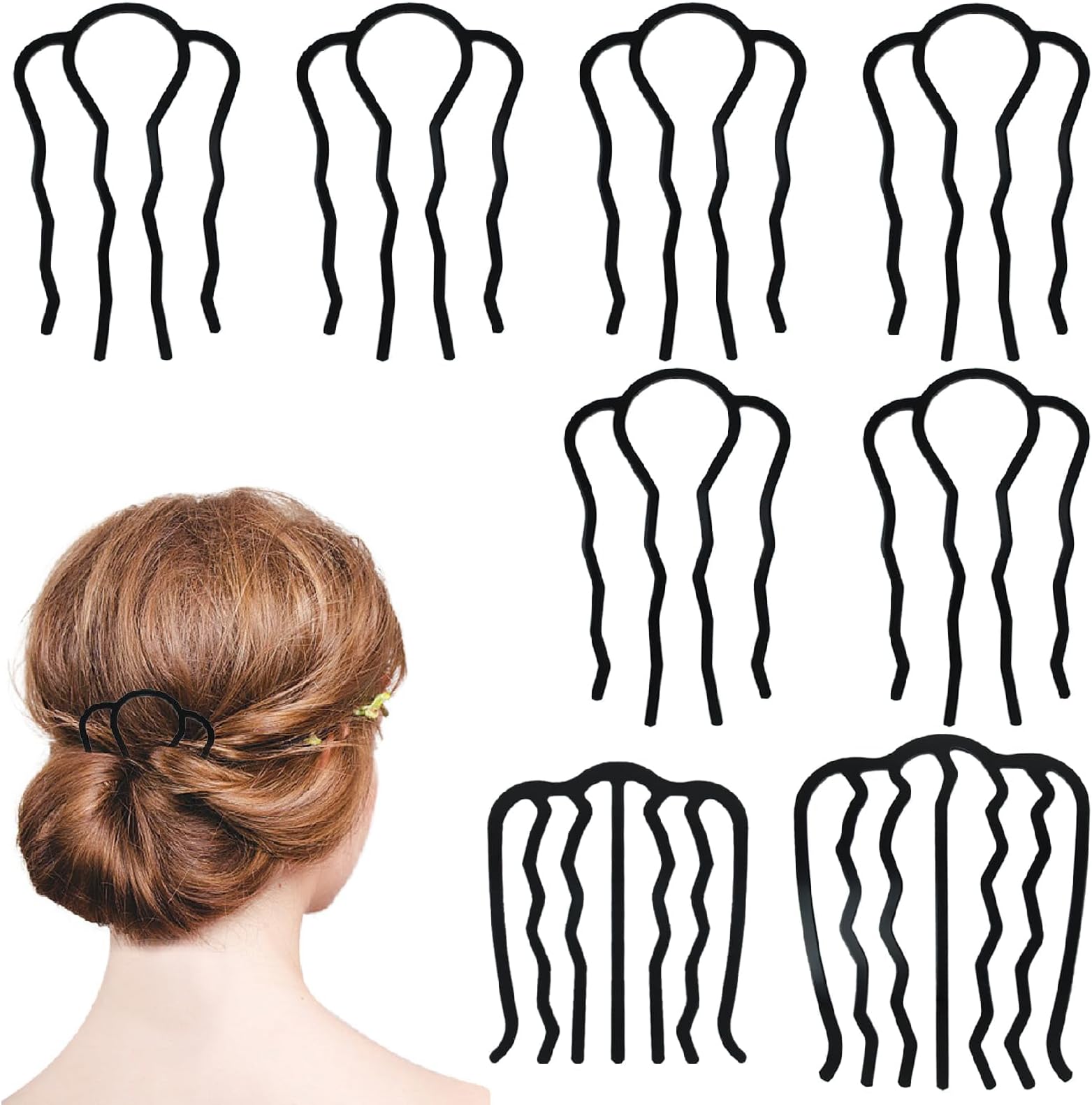 Amazon.com : 8 Pieces Metal Hair Side Combs Hair Fork Clip Hair Pin ...