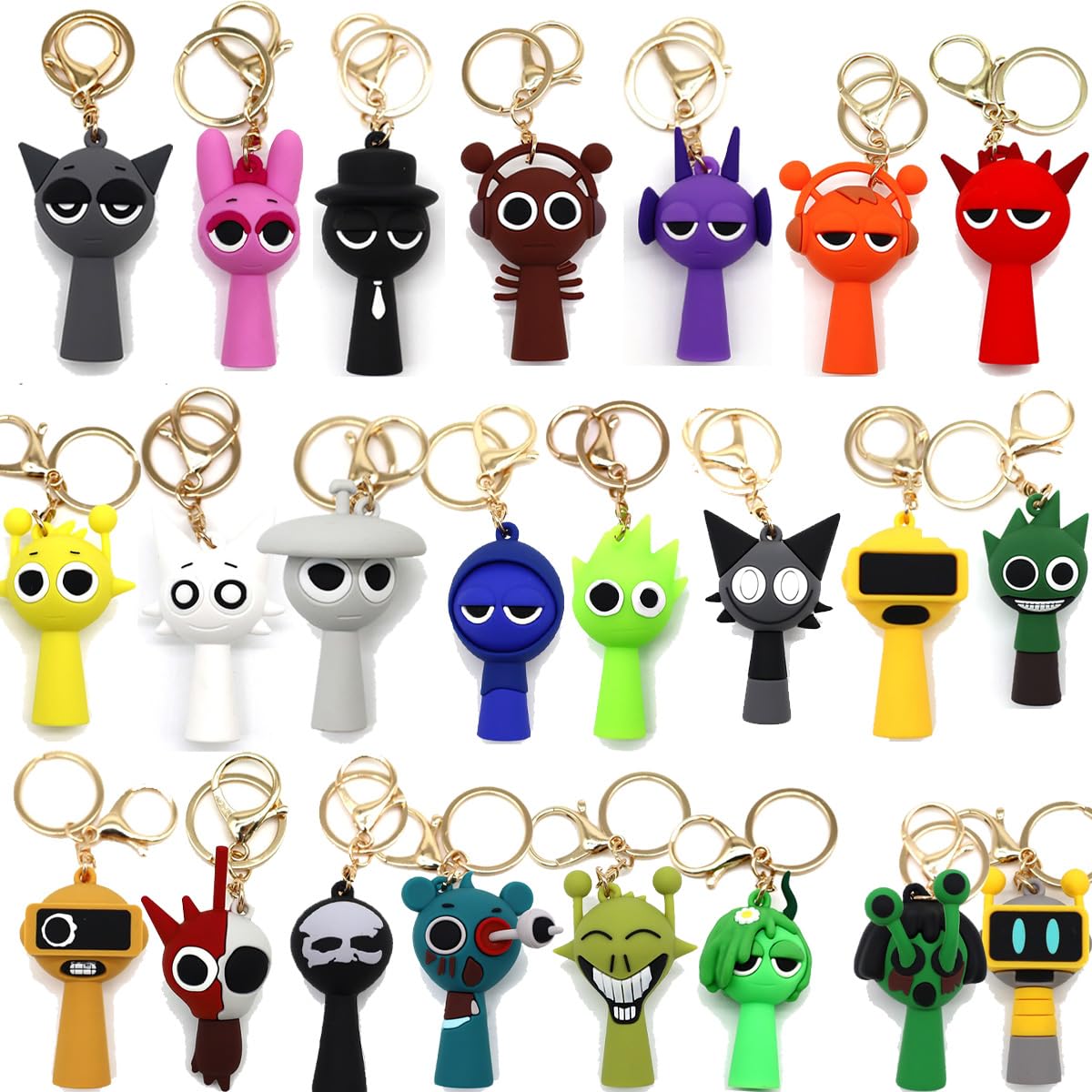 Amazon.com: Sprunki Mini Figures Keychains - Set of 23 Action Figures ...