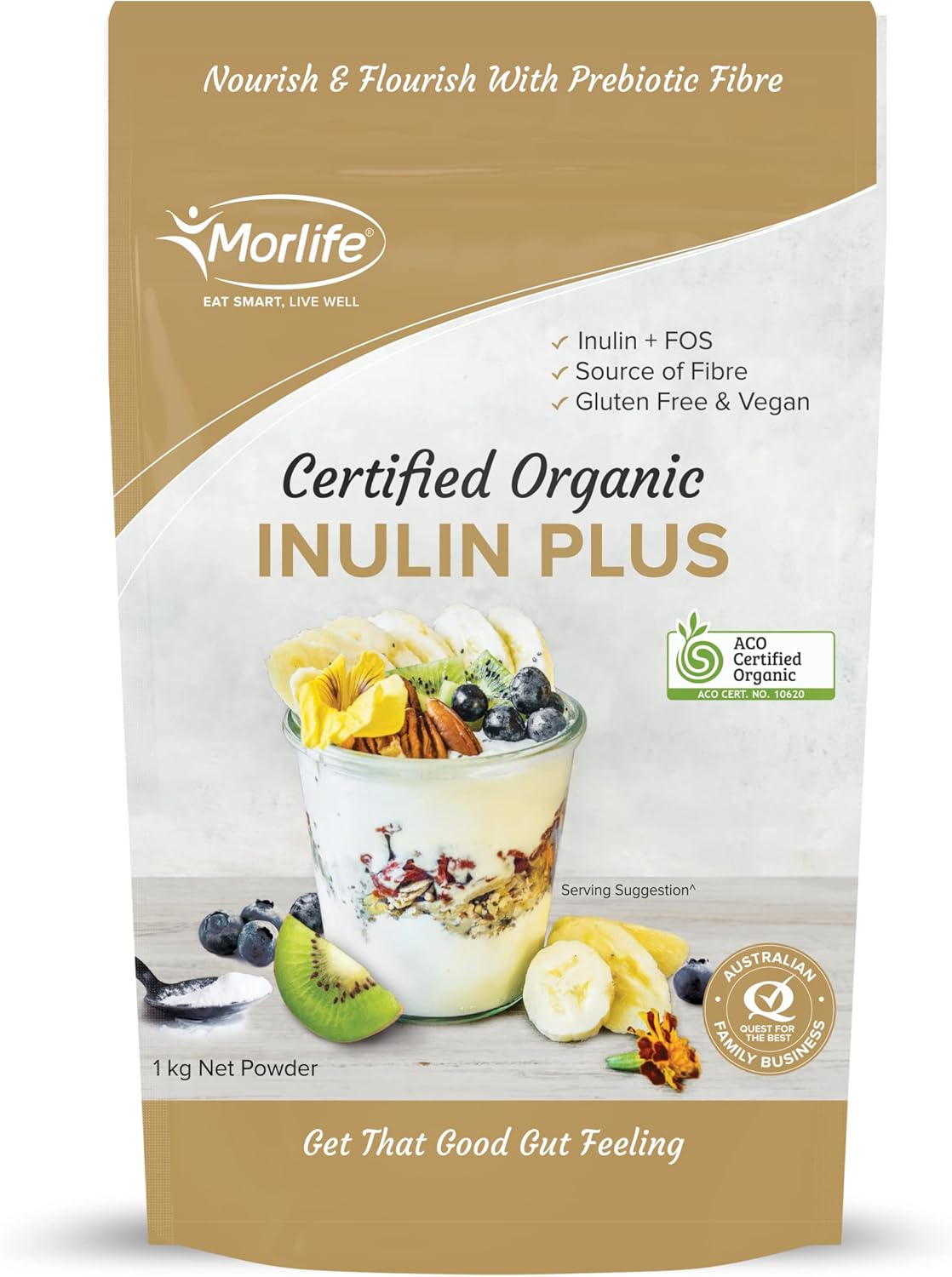 Morlife Inulin Plus 1KG, Certified Organic, Gluten Free, Inulin ...