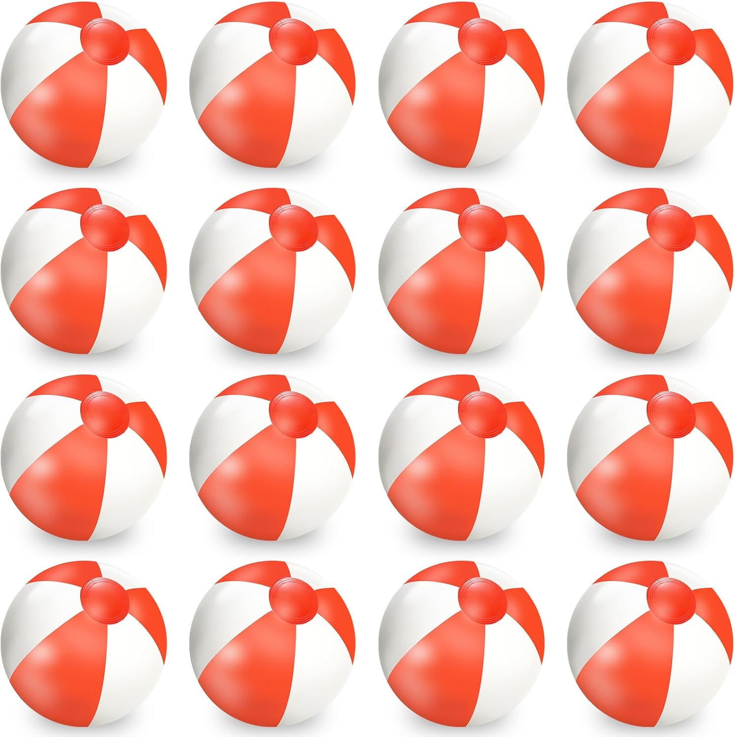 Amazon.com: Whaline 16Pcs 16'' Red and White Inflatable Beach Ball ...