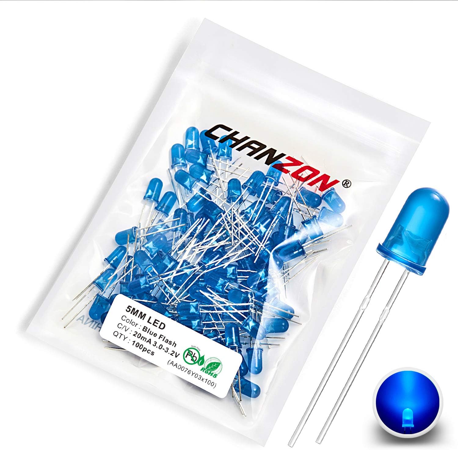 10 x Red Flashing Blinking 5mm LED Bulb DIY Hobby Electronics (Pack of ...