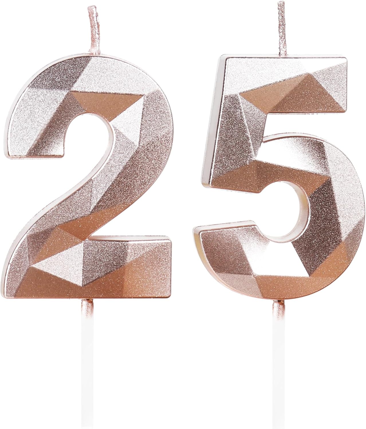 Amazon.com: 25th Birthday Candles,Number 25 Candles,Rose Gold Happy ...