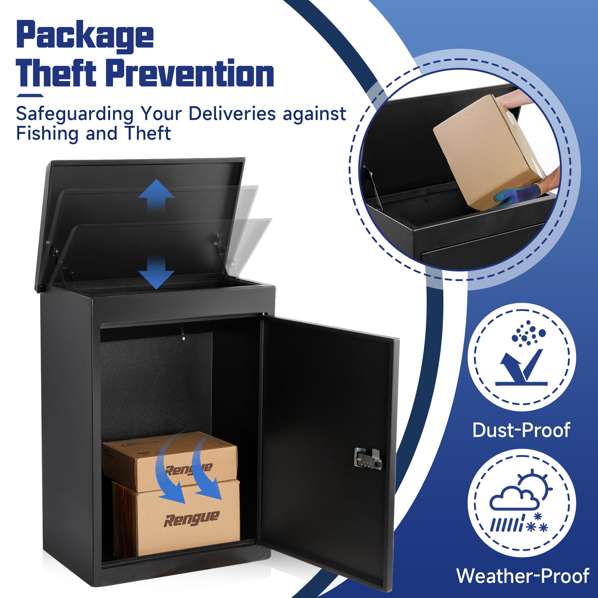 Rengue Package Delivery Boxes for Outside, 13.4" x 8.7" x 19.7 ...