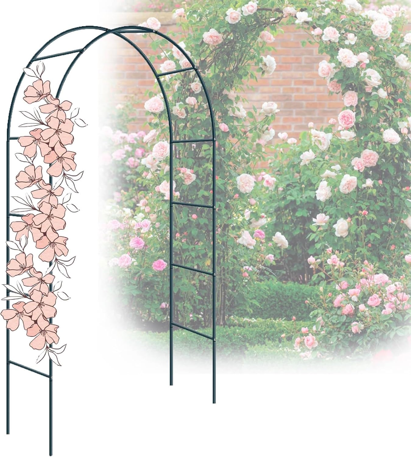 Amazon.com : White Metal Garden Arch Steel Frame Garden Arches Wedding ...