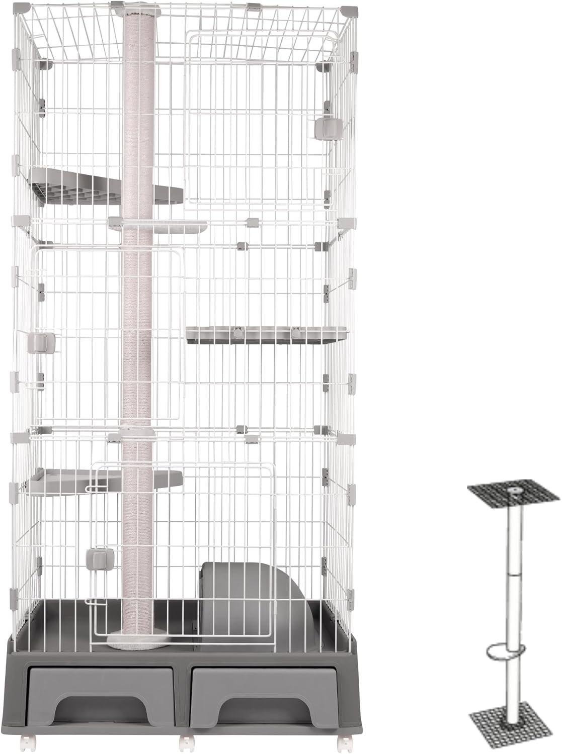 Amazon | MOTASAN 猫 ケージ キャットケージ 3段 2段 トイレ付き ドーム型トイレ トイレ収納型 キャスター スコップ付き ...