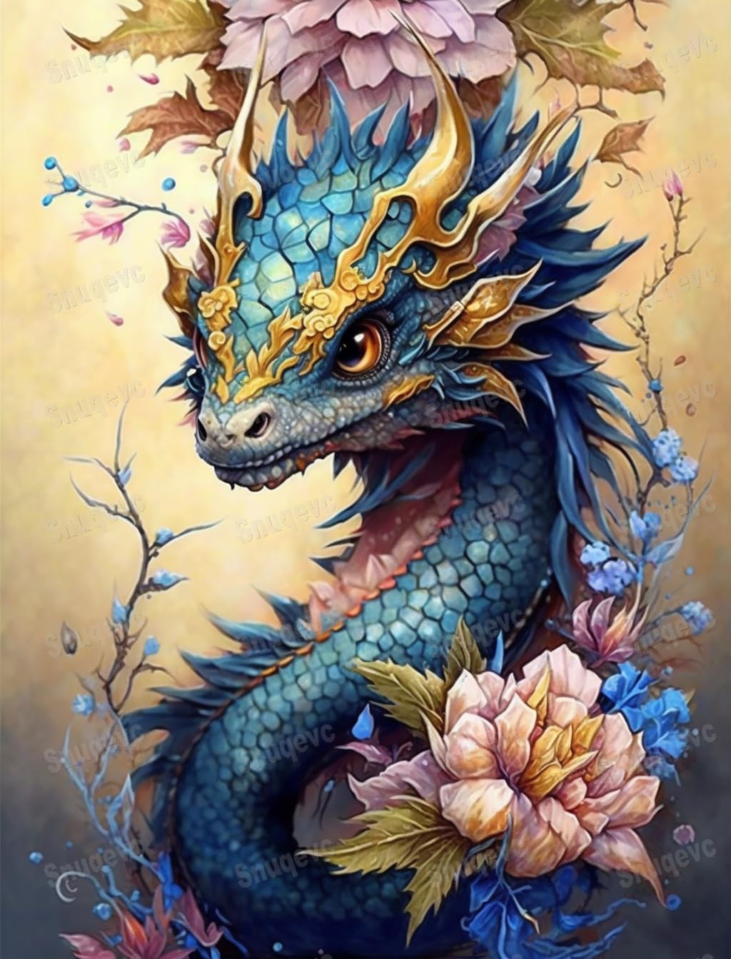 Amazon.com: Snuqevc Vintage Blue Dragon 1000-Piece Wooden Jigsaw Puzzle ...