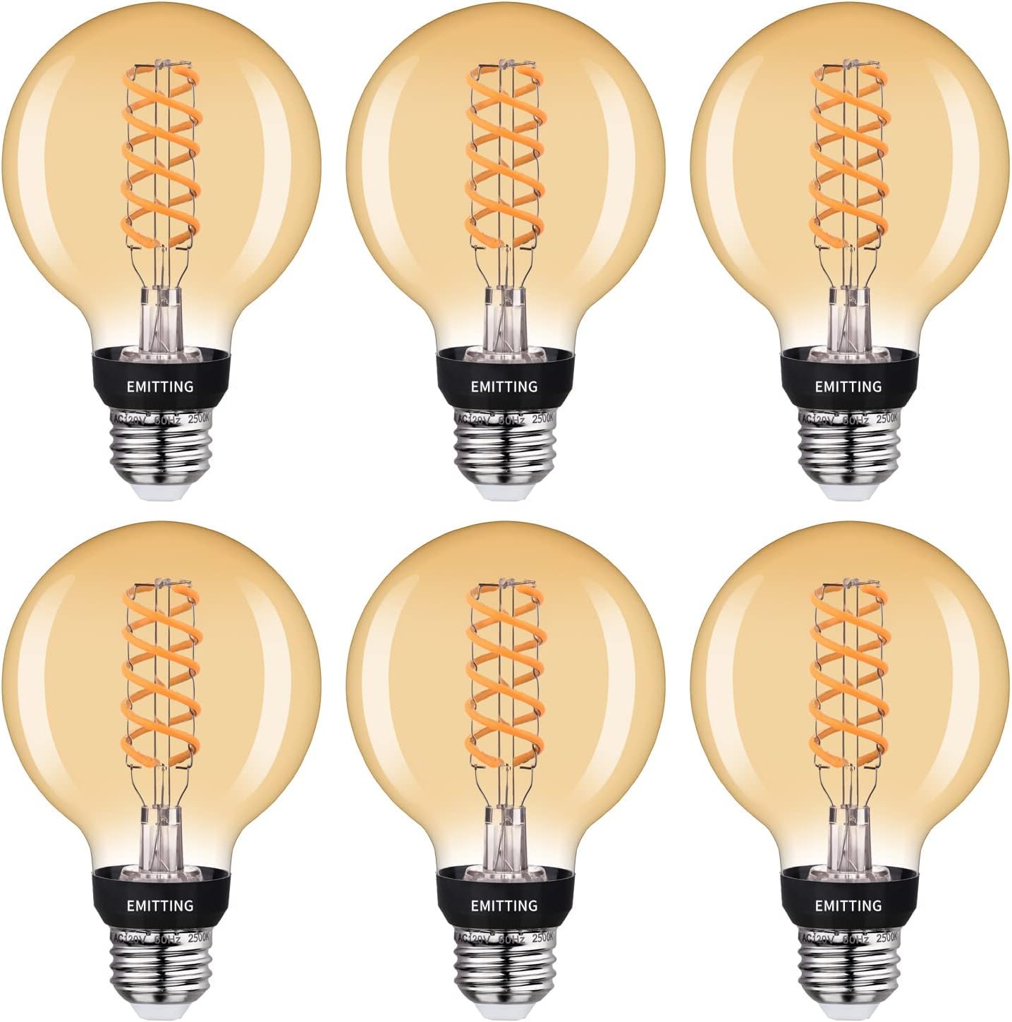 EMITTING G25(G80) 6W Vintage Globe Edison LED Bulb, Warm White 2500K ...