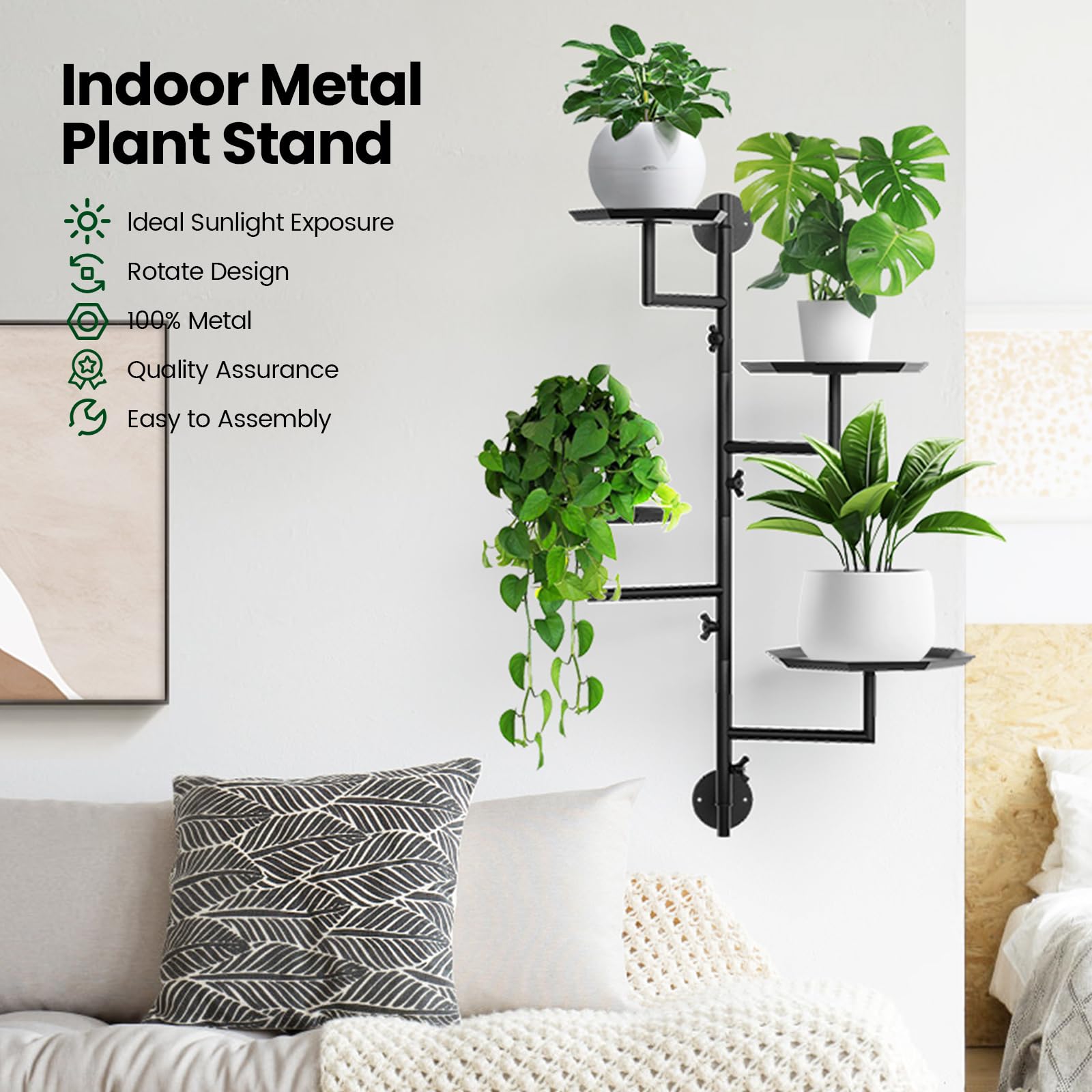 Snapklik.com : Rotating Window Shelves, 4-Tier Metal Floating Shelves ...