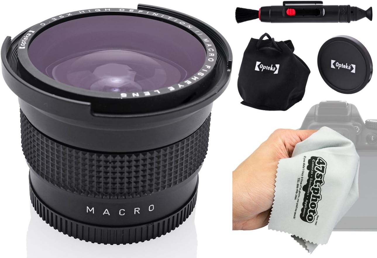 Amazon.com : Opteka .35x HD Wide Angle Fisheye Lens with Macro Kit for ...