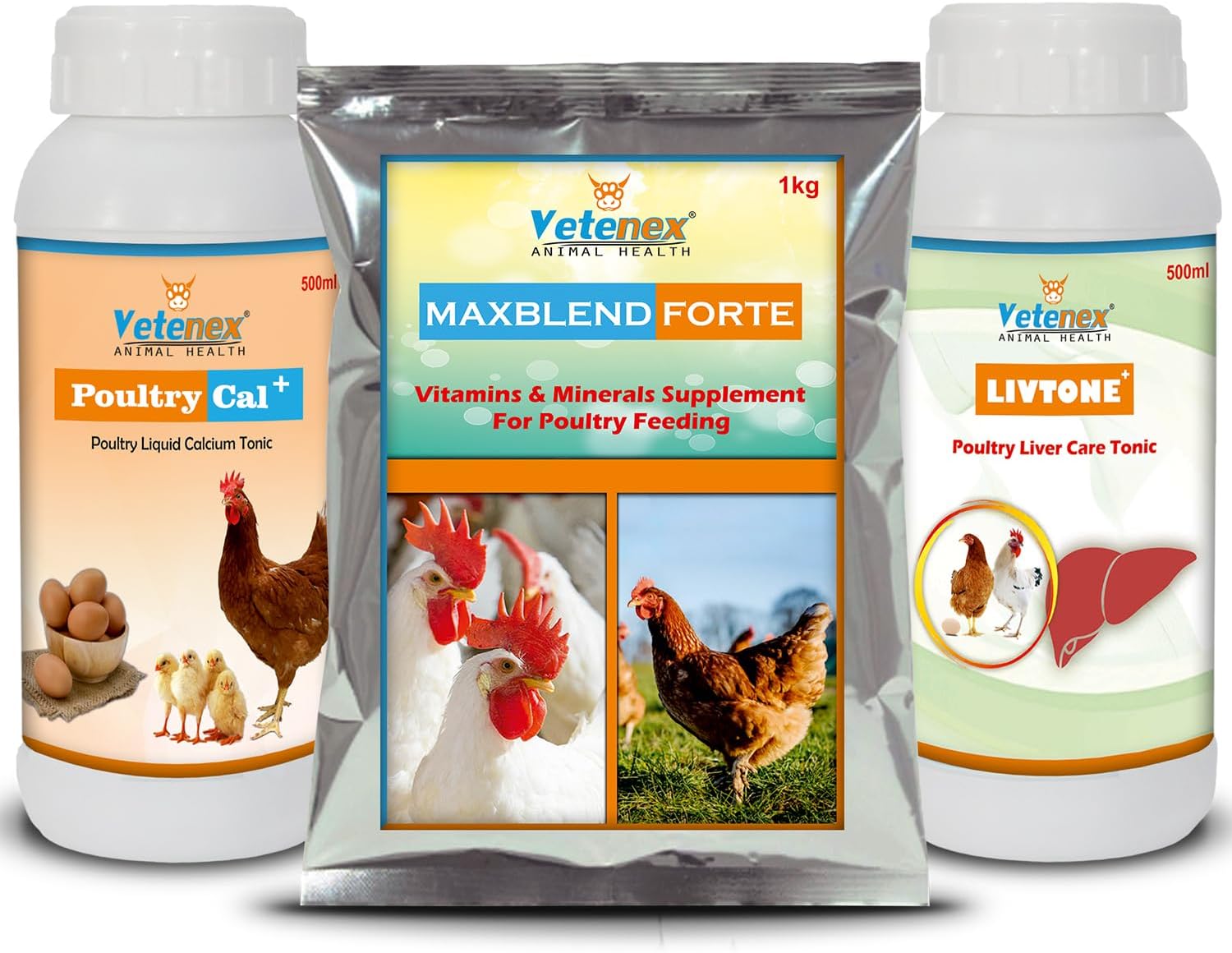 VETENEX Poultry Feed Premix, Calcium Supplement & Liver Tonic - (Pack ...