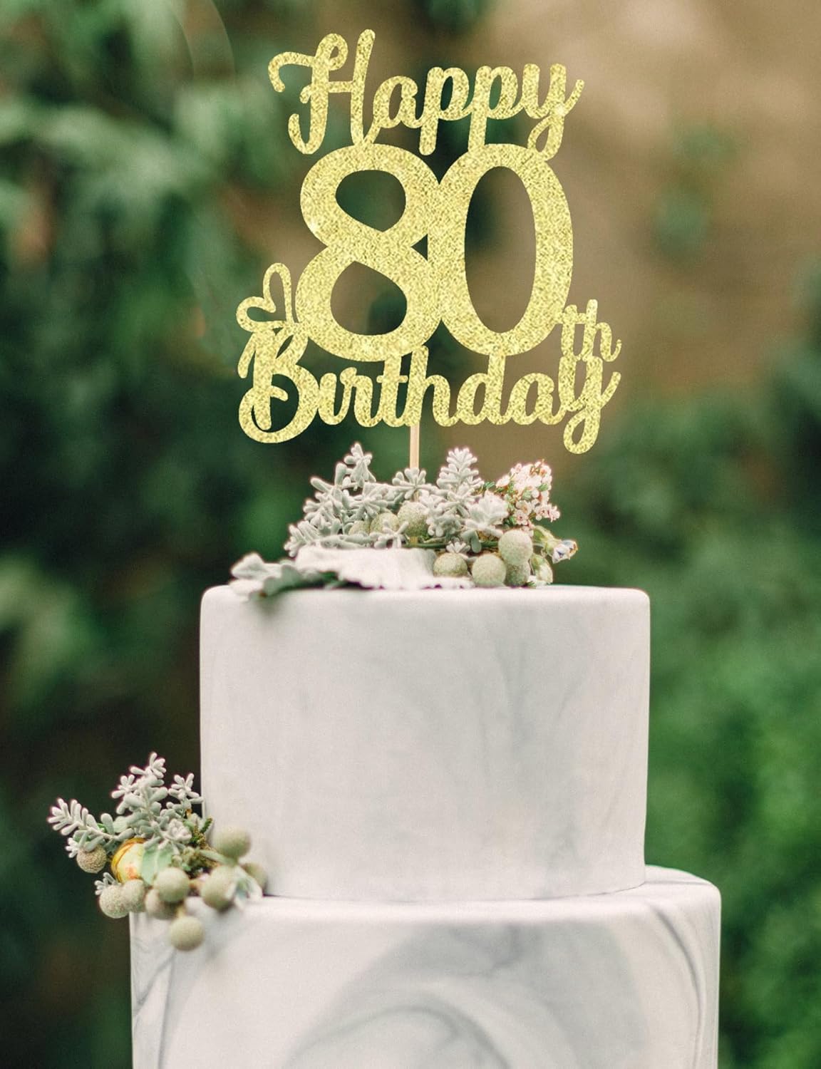 Amazon.com: 80 Birthday Cake Toppers-Gold Glitter, Eighty Cake Topper ...