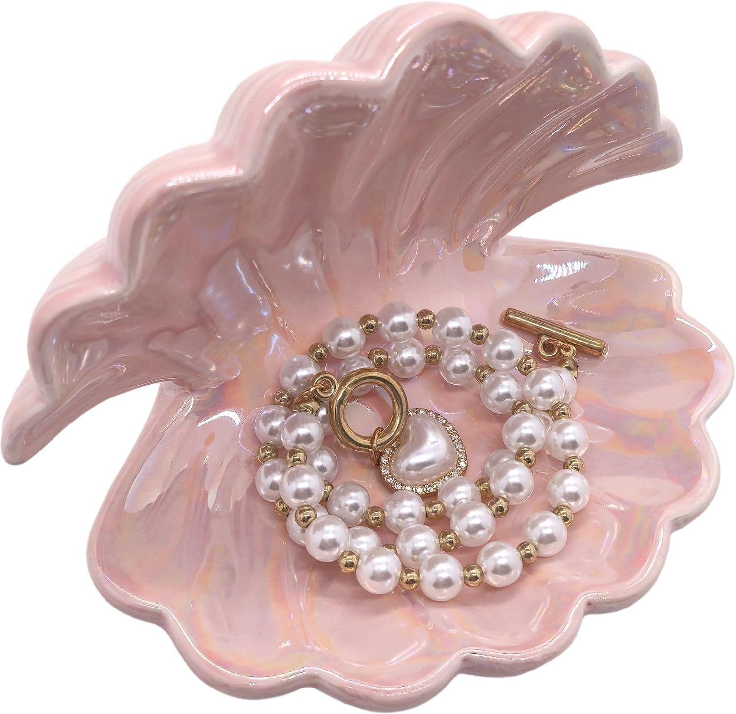 BOHK Shell Trinket Dish Ceramic Conch Ring Holder Jewelry Tray ...
