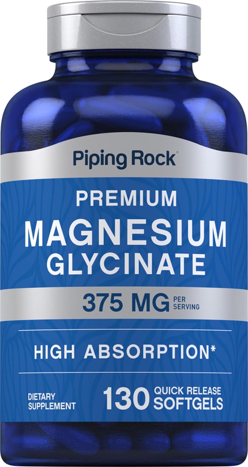 Piping Rock Magnésio Glicinato | 375mg | 130 Cápsulas | Premium & Alta ...