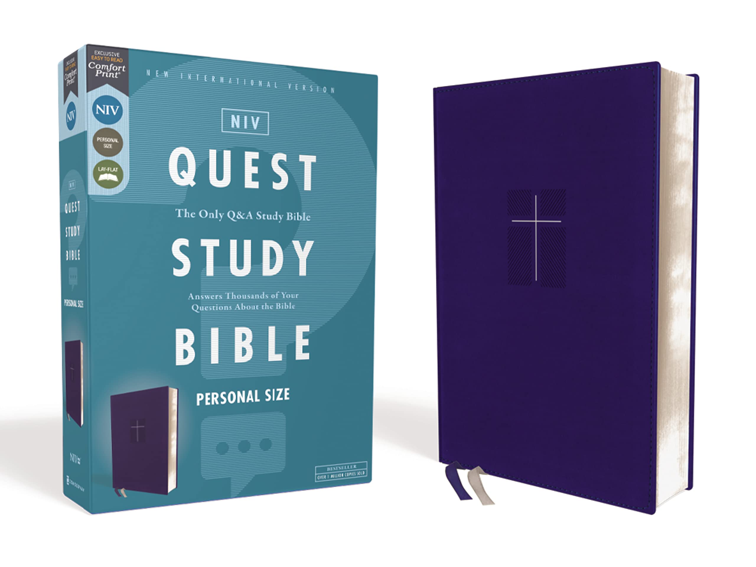 NIV, Quest Study Bible, Personal Size, Leathersoft, Blue, Comfort Print ...