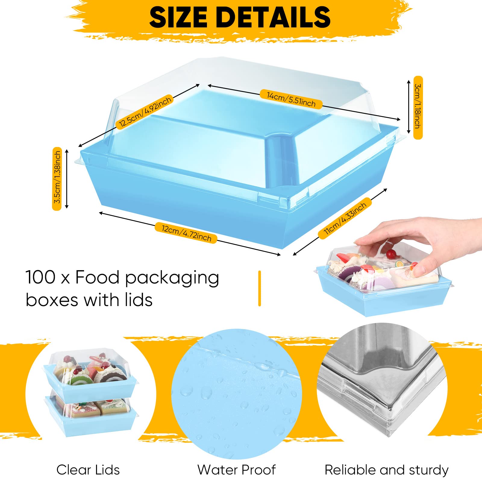 100 Pack Charcuterie Boxes with Clear Lids 5 Inch Cookie Boxes ...