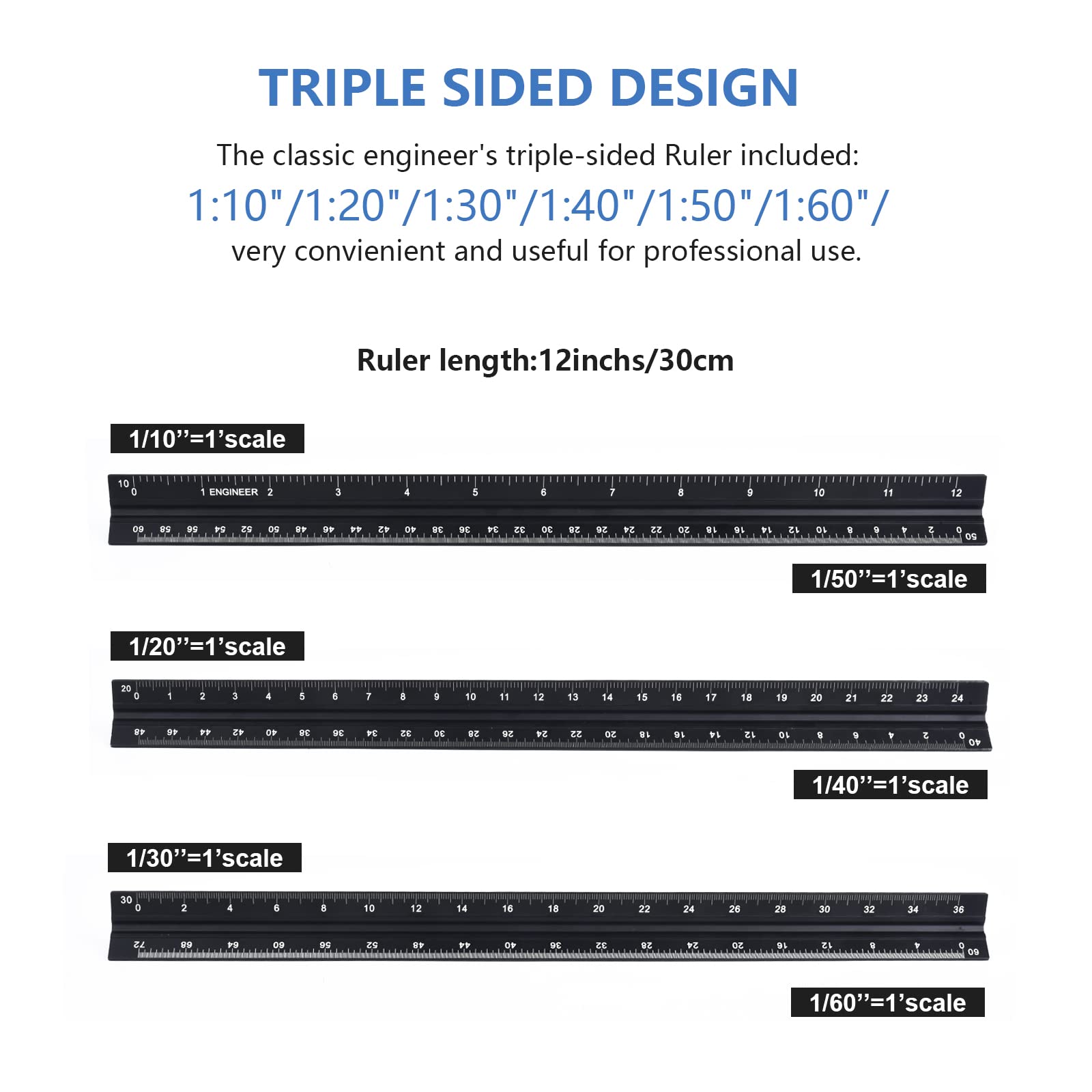 Snapklik.com : Architectural&Engineering Triangular Scale Ruler, 12 ...