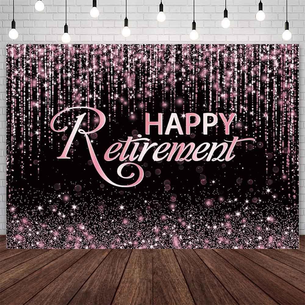 Amazon.com : SENDY 7x5ft Happy Retirement Backdrop Rose Gold Glitter ...