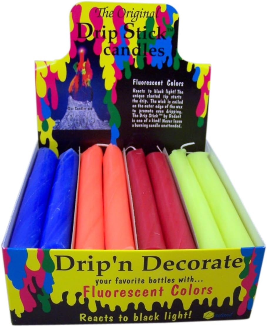 Amazon.com: Drip Candles Box of 24 Unscented Wax Fluorescent Assorted ...
