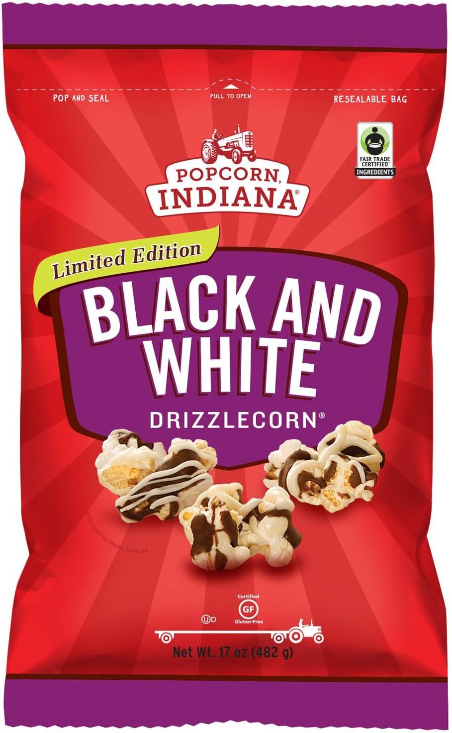 Amazon.com: Popcorn Indiana Black & White Drizzlecorn (17 Oz.) (Pack Of 2)