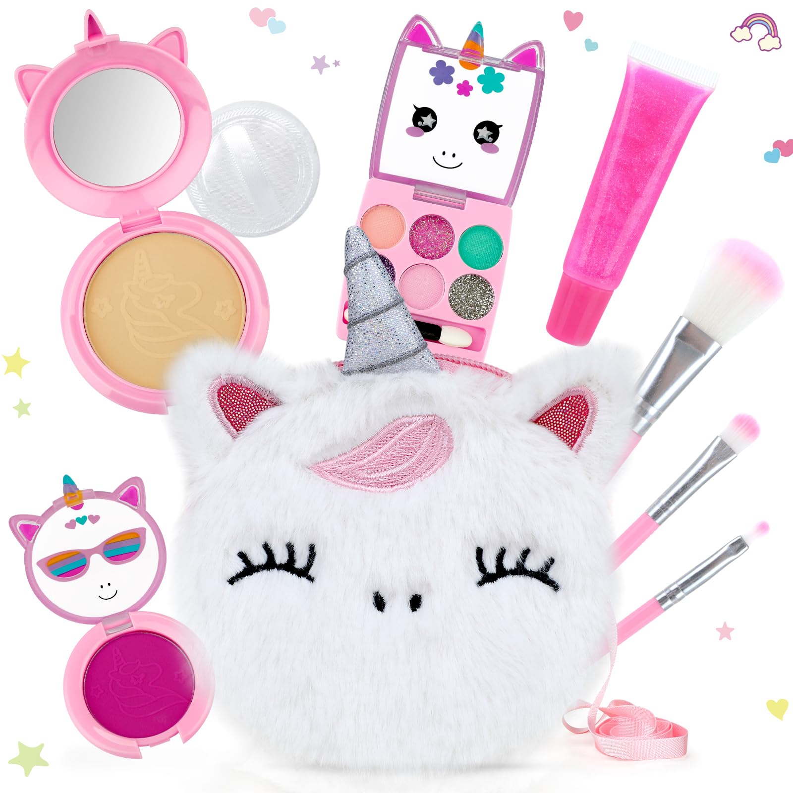 Amazon.com: PERRYHOME Cute Kids Makeup Set Unicorn Washable Makeup Kit ...