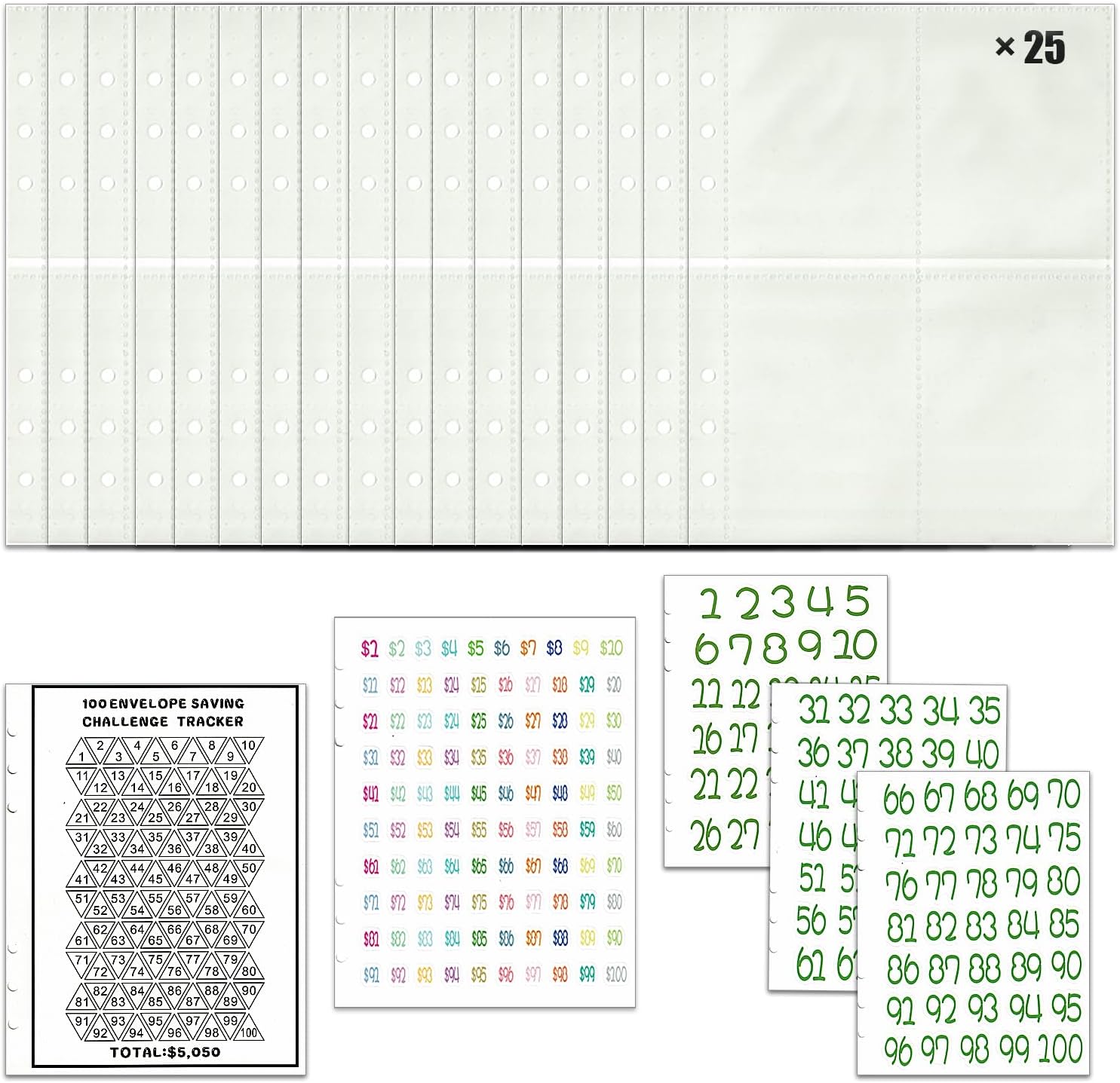 Amazon.com : 100 Envelopes Money Saving Challenge Inserts- A5 Binder ...