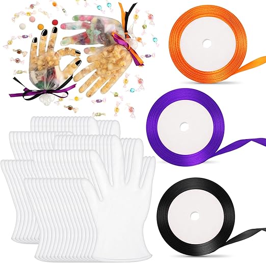Amazon.com: Windyun 100 Pcs Halloween Treat Bags Hand Shaped Plastic ...