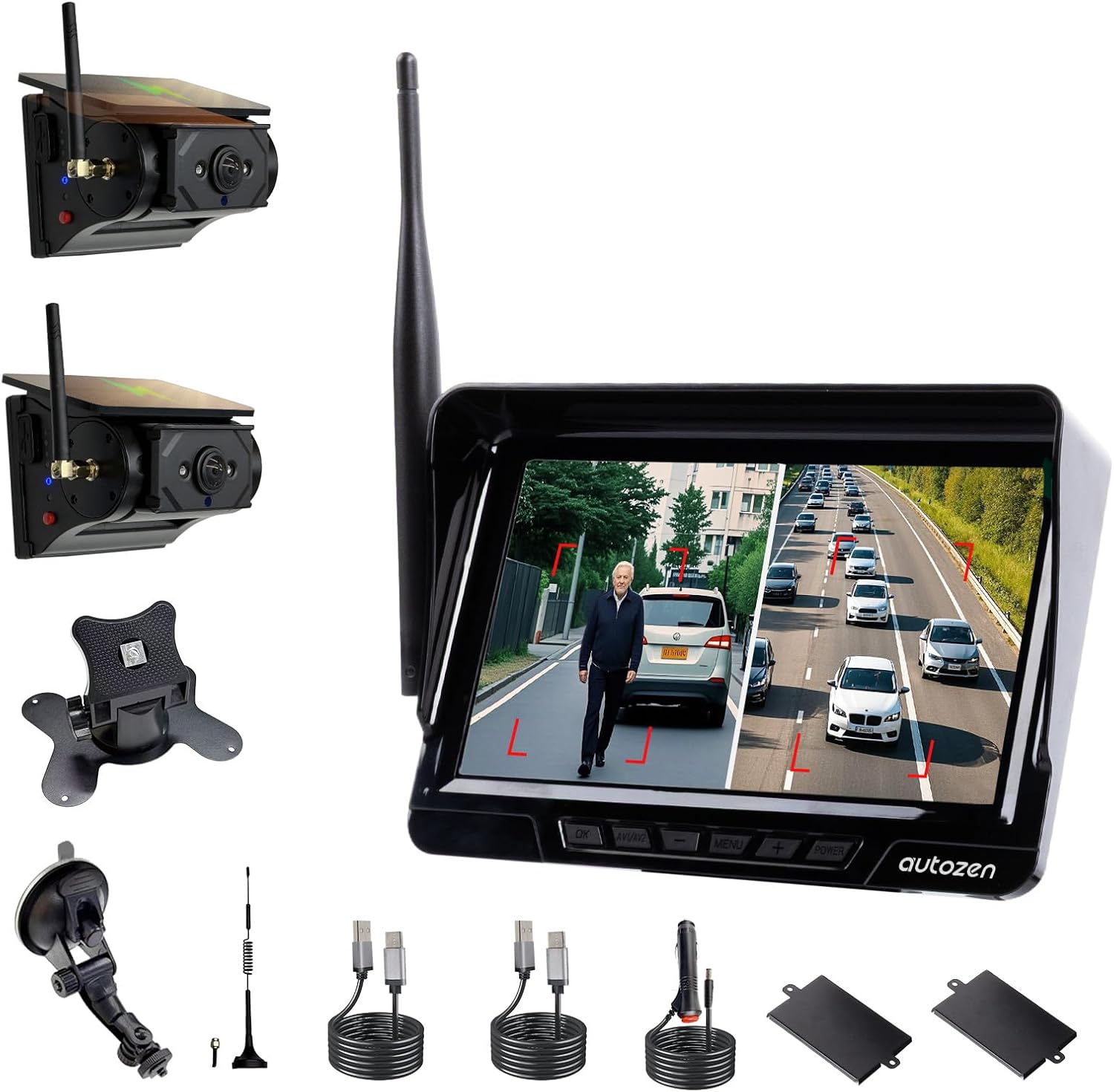 Amazon.com: 2 Magnetic Solar Wireless Backup Camera with 7" HD 1080P ...