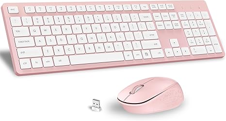 Amazon.com: LeadsaiL Pink Wireless Keyboard and Mouse Combo, Full-Sized ...