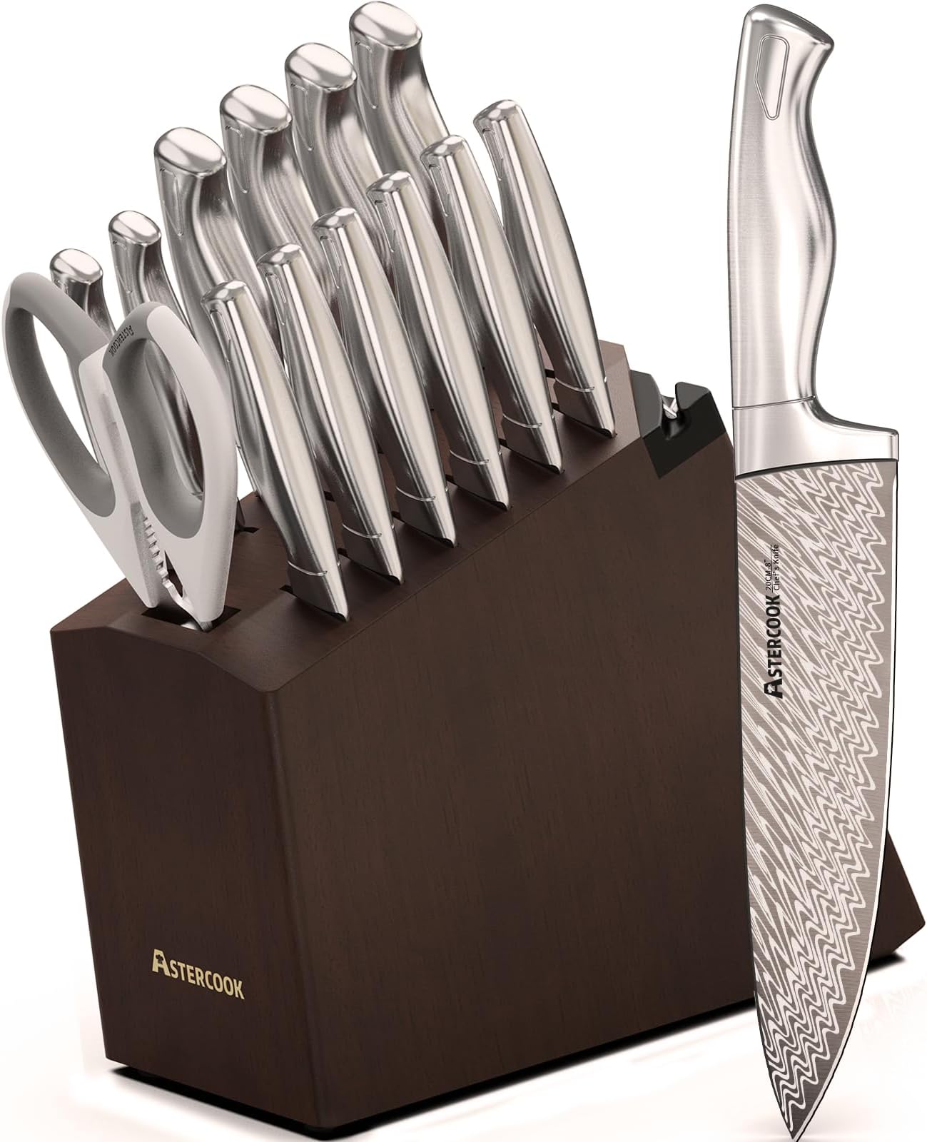 Amazon.com: Knife Set, Chef Knife Set with Block for Kitchen, German ...