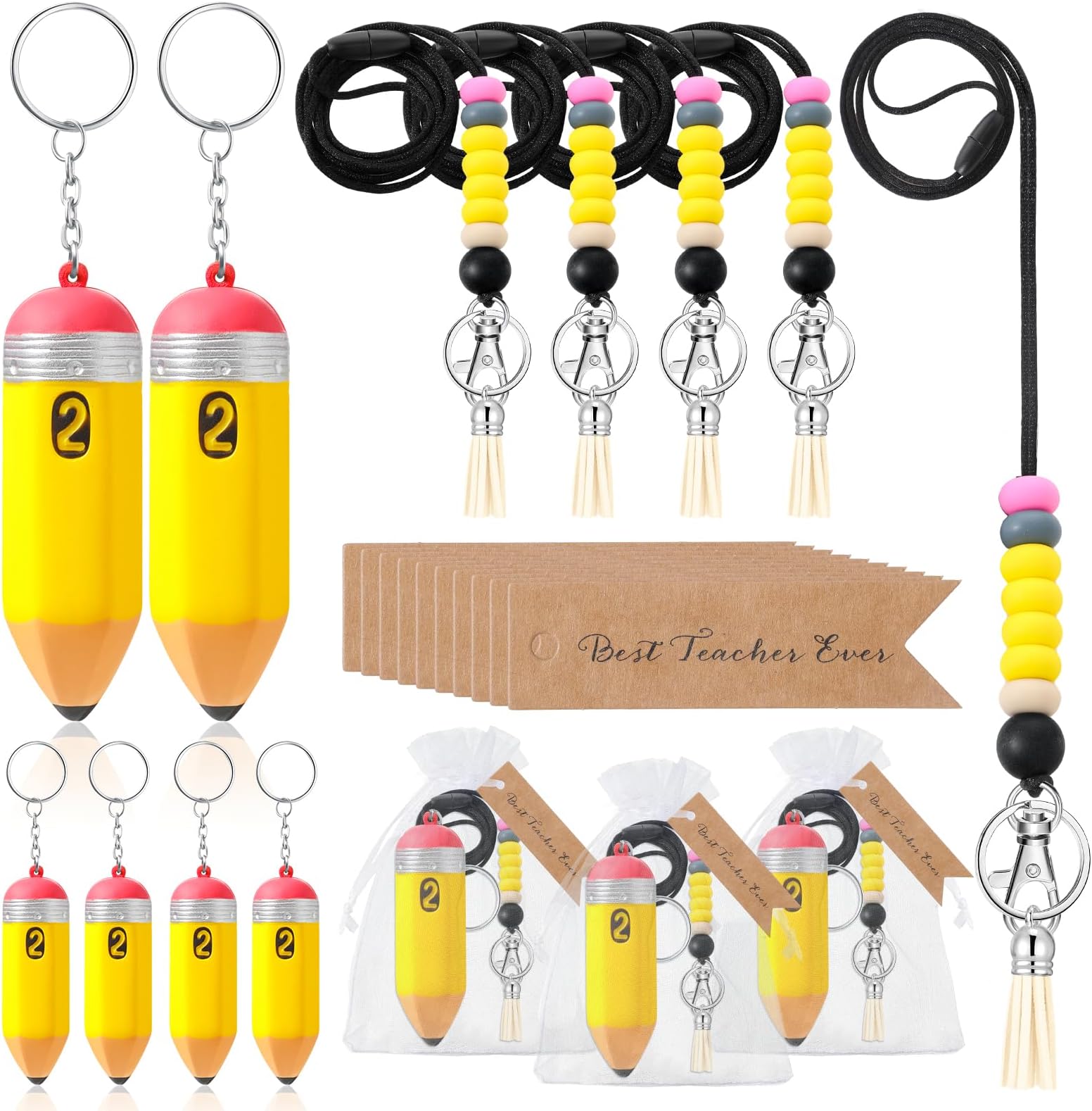 Amazon.com: Equsion 10 Pcs Teacher Lanyard Cute Beaded Lanyards ...