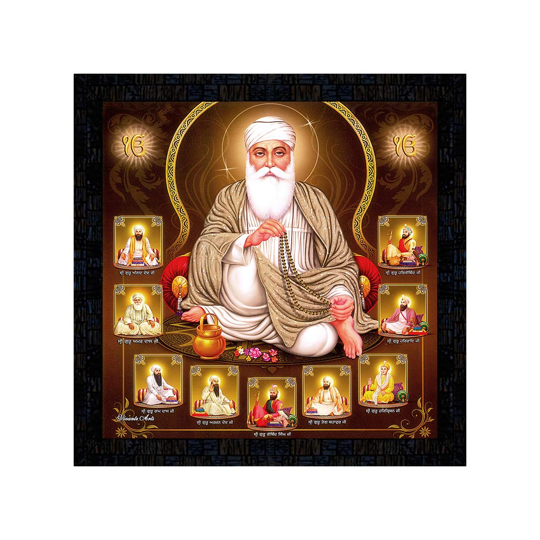 Generic PnF Framed Poster of dus Guru with Guru Nanak 22103-13x13 Frame ...