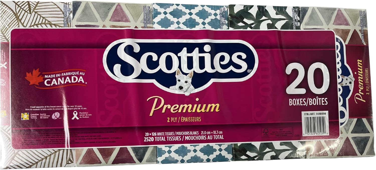 Amazon.com: Scotties Premium 2 Ply Facial Tissues 126 Count (Box of 20 ...
