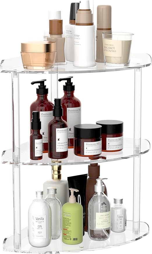 Amazon.com: Sezanrpt 3 Tier Acrylic Corner Shelf Organizer Storage 9 ...