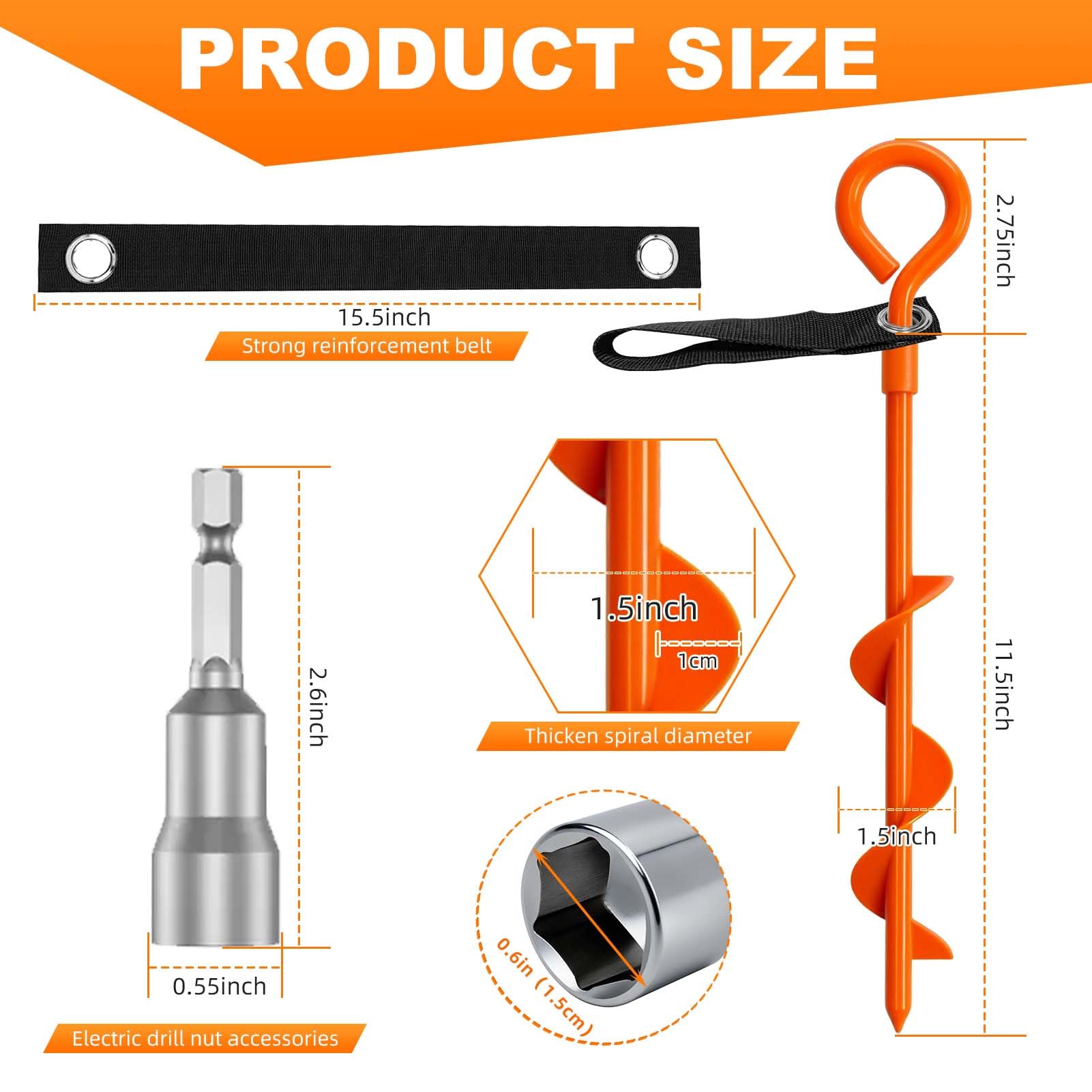 Snapklik.com : Dongxw Ground Anchors Tent Stakes, Heavy Duty Trampoline ...