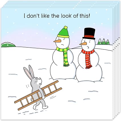 Twizler Funny Christmas Cards Pack of 6 - Worried Snowmen Design - 6 ...