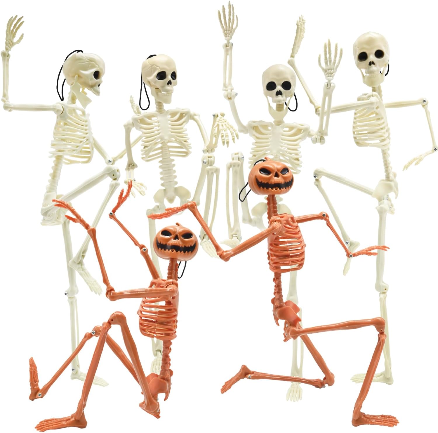 Amazon.com : 5 Packs Halloween Plastic Skeleton, 16" Posable Skeleton ...