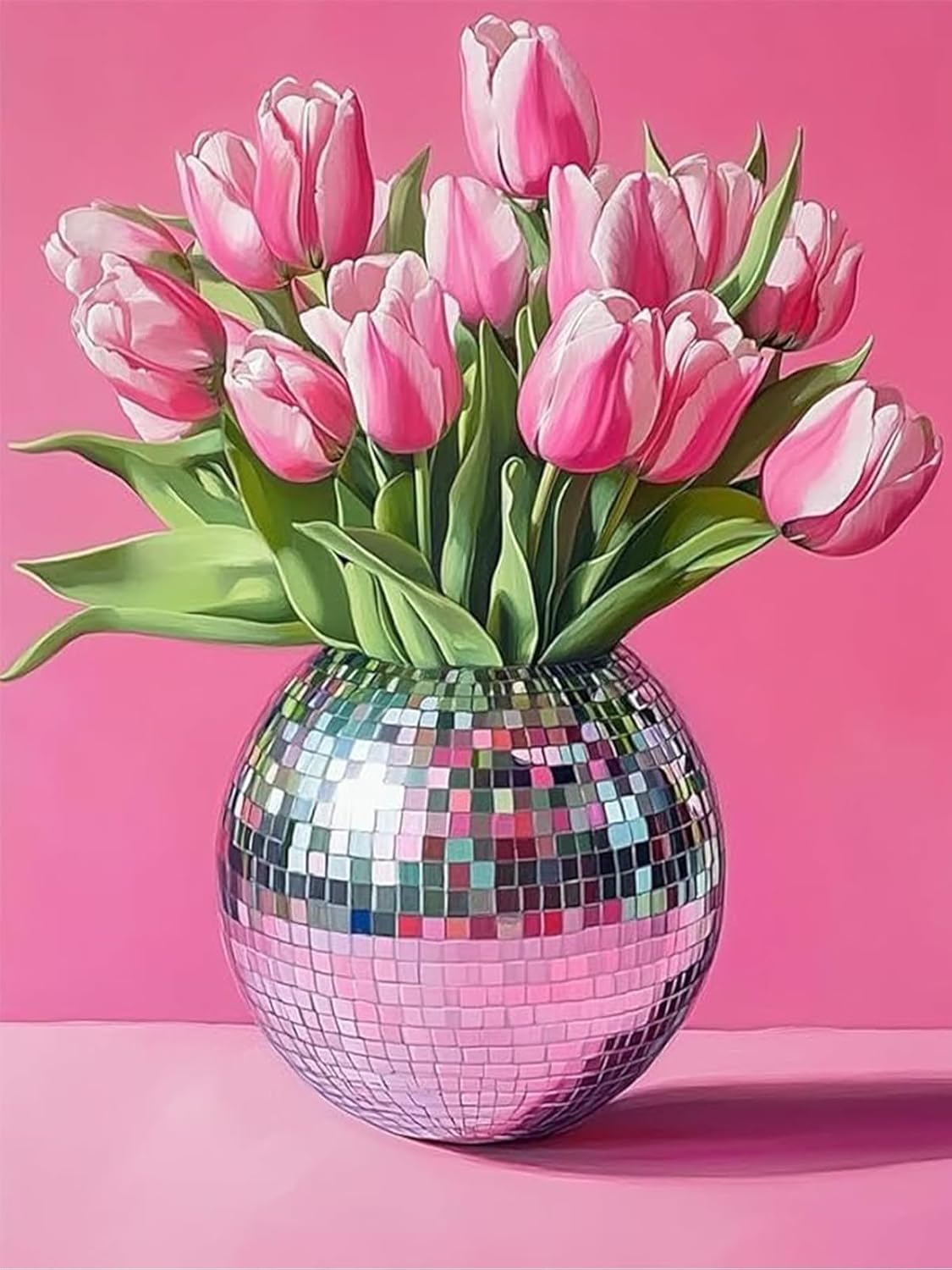 Amazon.com: Pink Tulips Diamond Painting Kits for Adults, 5D Diamond Art Painting by Numbers ...