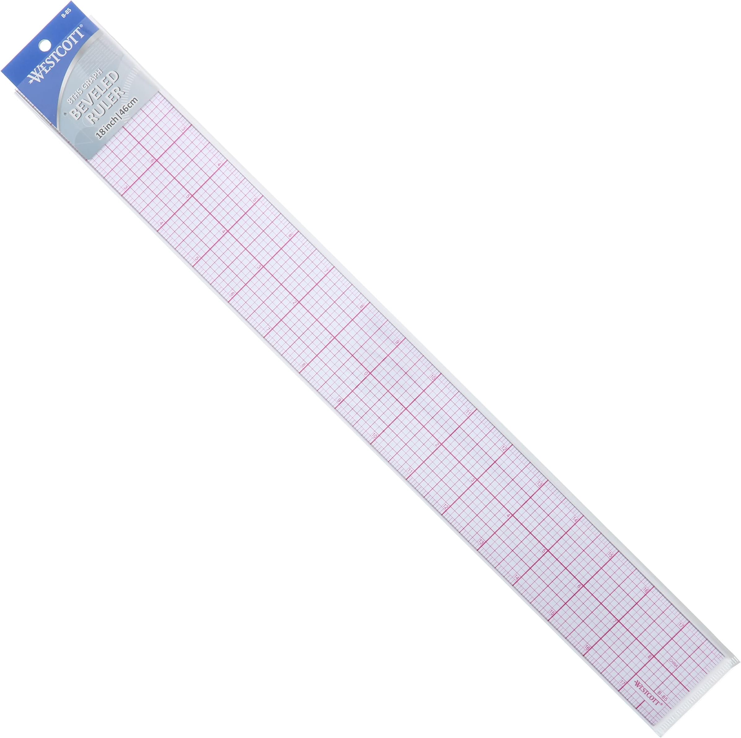 Westcott LetterCraft 8ths 18-Inch Beveled Transparent Ruler (B-85 ...