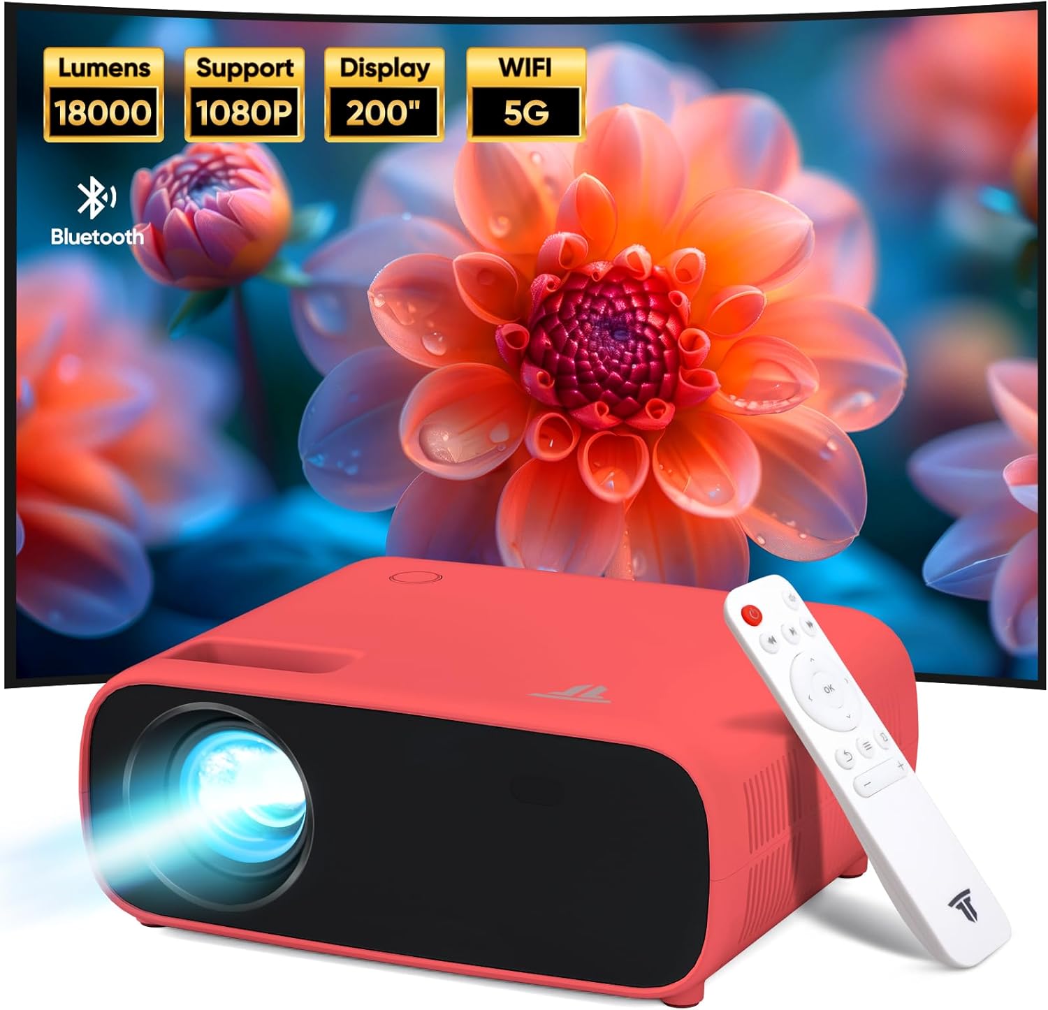 Amazon.com: Projector with Wifi and Bluetooth, 200" Mini Projector Full ...
