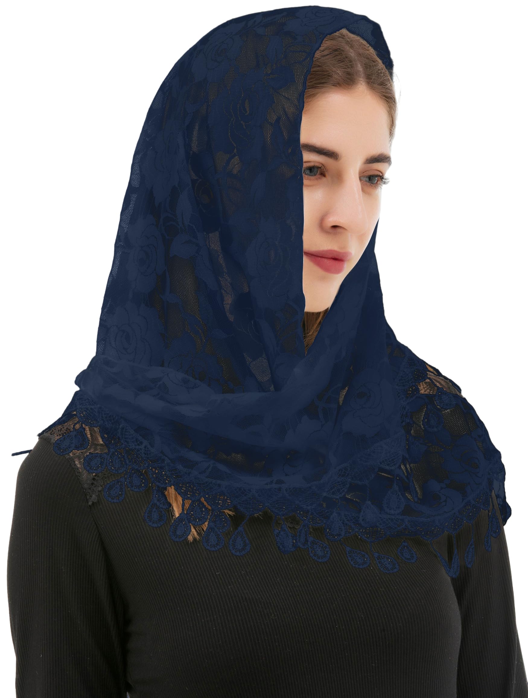 Snapklik.com : PAMOR Mass Veil Triangle Mantilla Cathedral Head ...