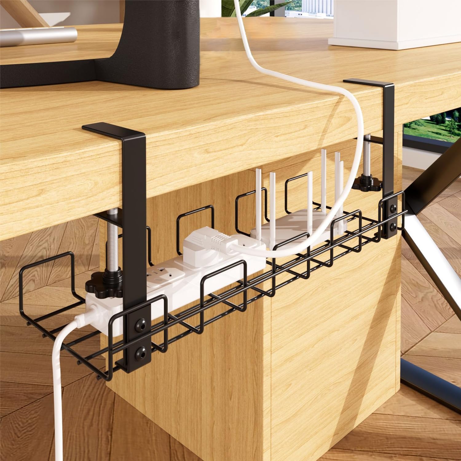 Bandeja de gestión de Cables Debajo del Escritorio,con Soporte ...