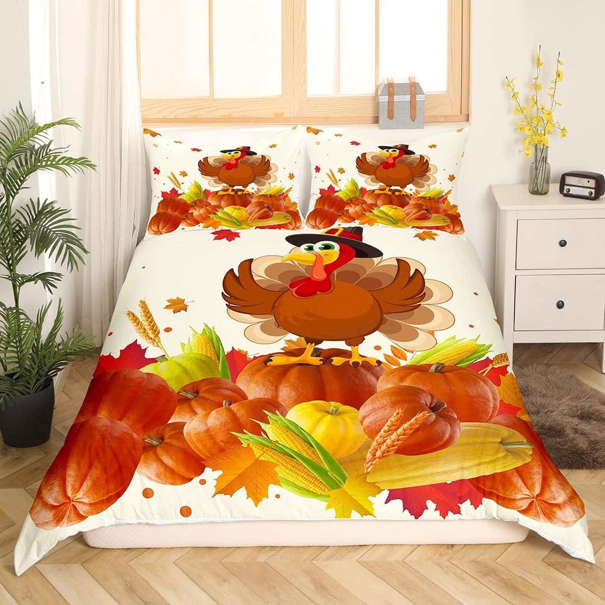 Amazon.com: Fall Pumpkin Bedding Duvet Cover Set Rustic Farmhouse ...