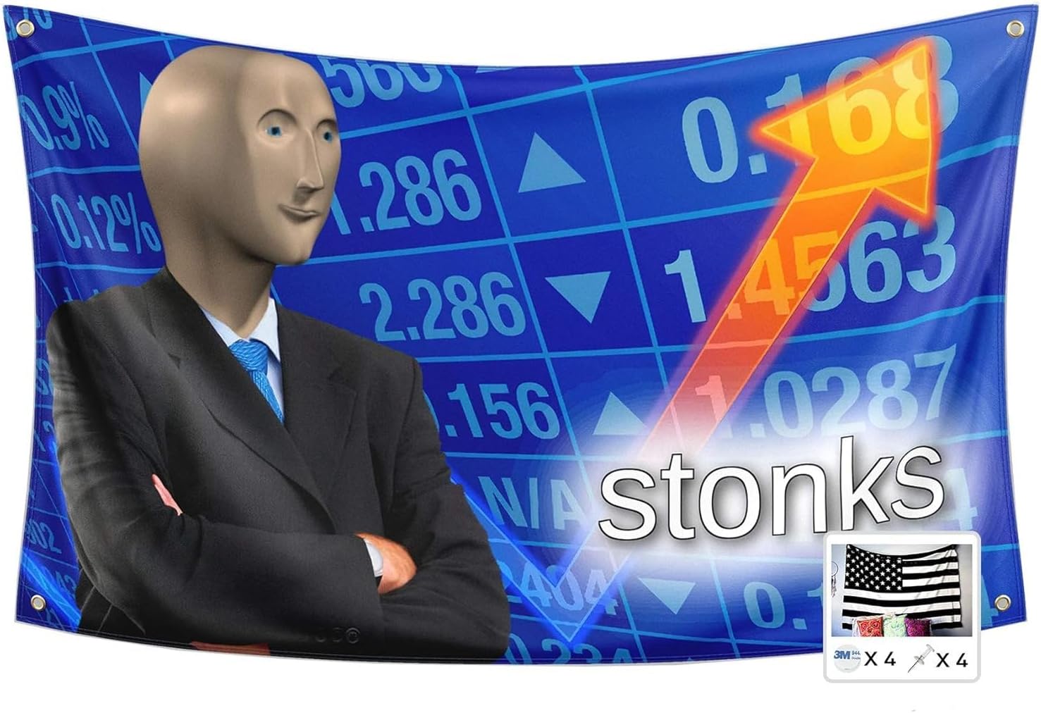 Amazon.com : Stonks Flag 3x5 Feet Banner,Funny Poster UV Resistance ...
