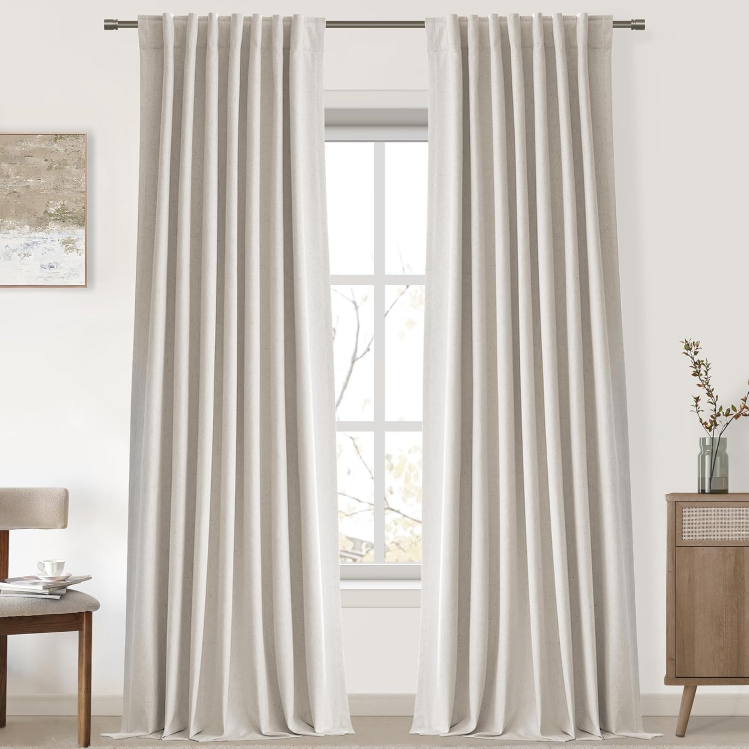 Amazon.com: UHITECH Cream Curtains 80 Inches Long for Bedroom Curtains ...