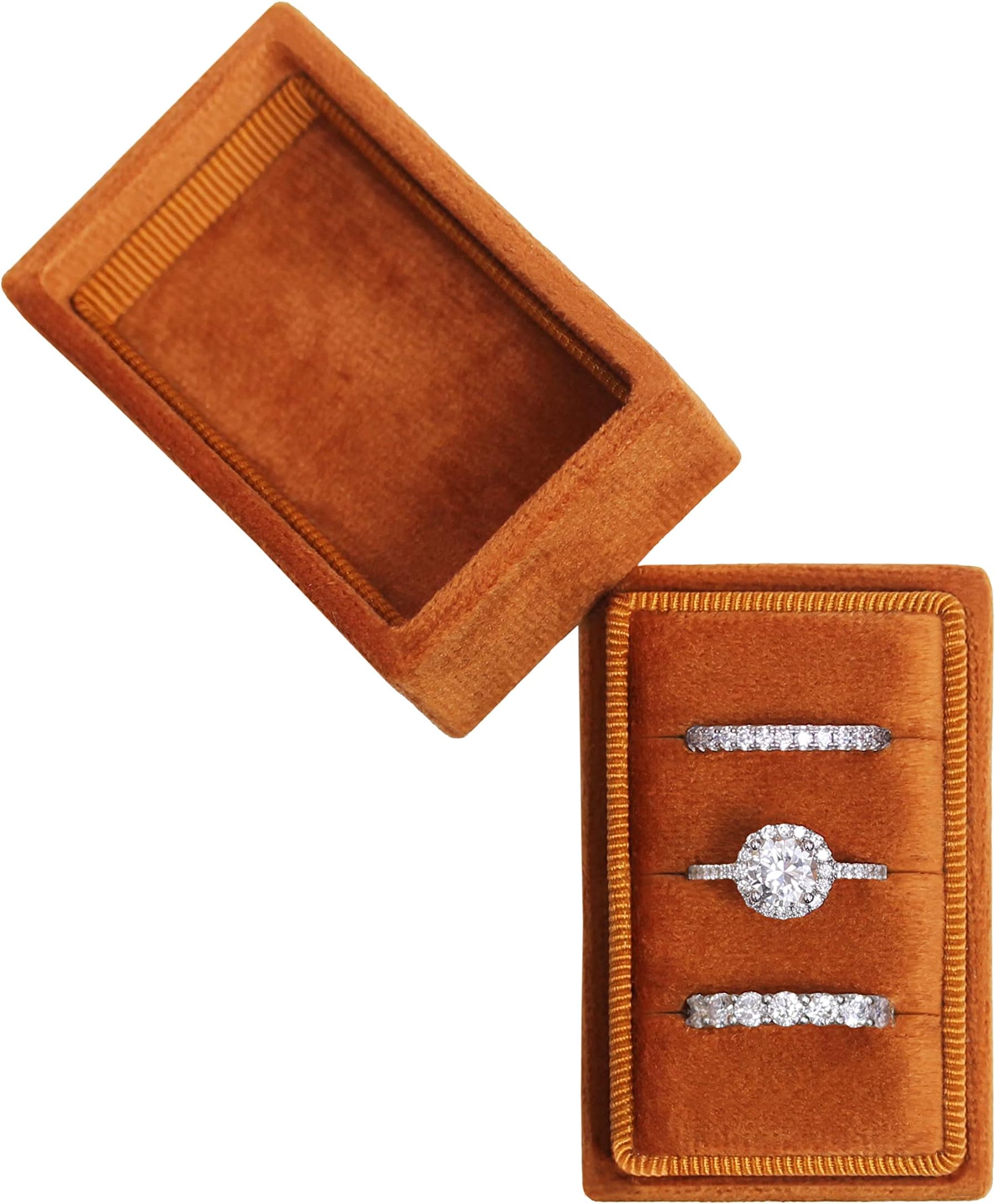 Amazon.com: Beatilog Velvet Oval Ring Box 3 Slots - Premium Wedding ...