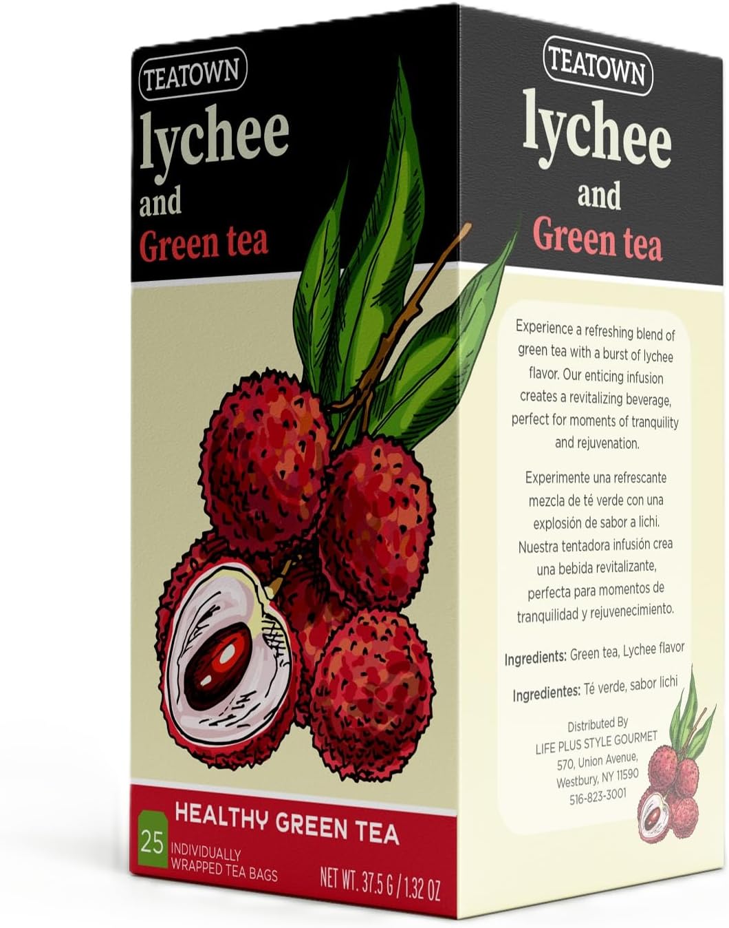 Amazon.com: Premium Lychee Green Tea 25 Individually Wrapped Teabags ...